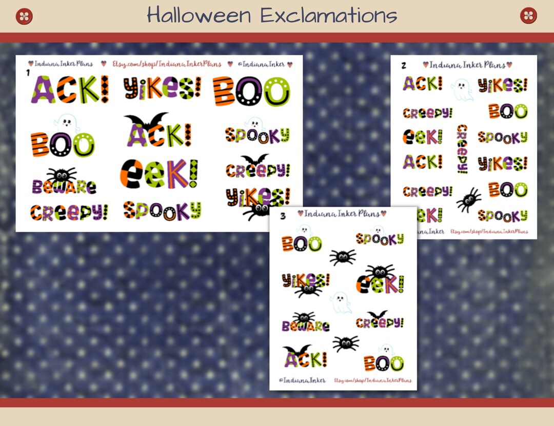 Halloween Exclamation Quote Stickers, Spooky, Creepy, EEK, Decorative ...