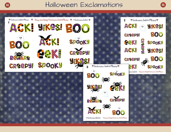 Halloween Exclamations Stickers Spooky Creepy EEK - Etsy