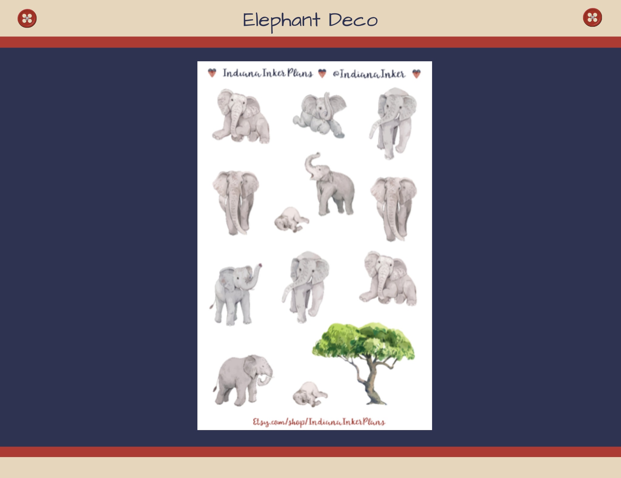 Elephant Stickers Planner Mini Kit Deco Colorful Boxes - Etsy