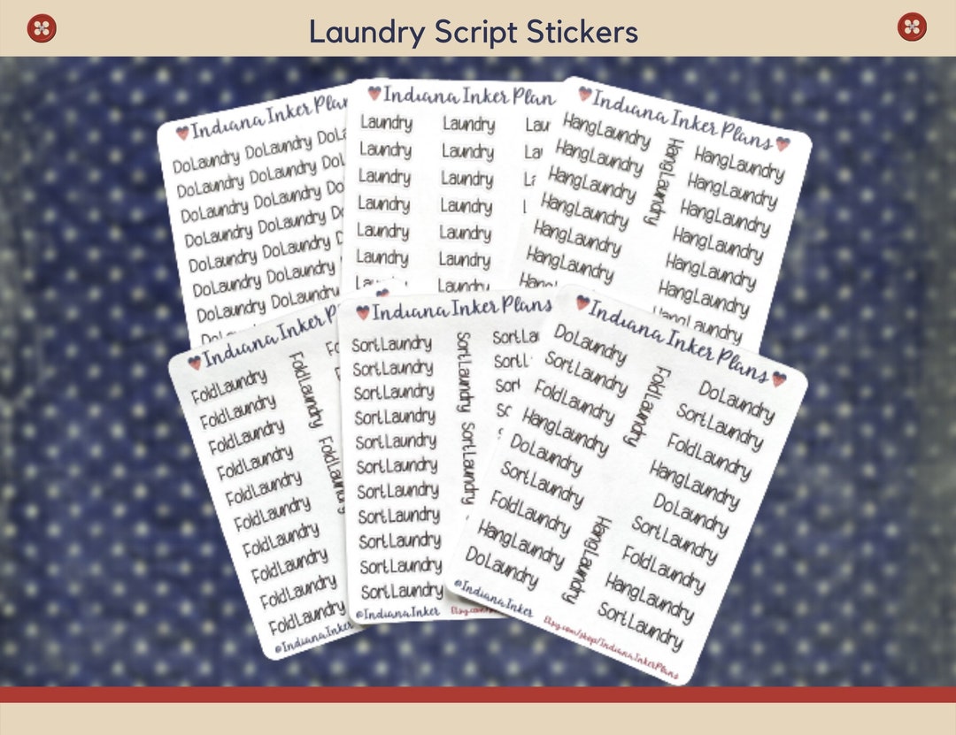 Laundry Planner Stickers, Black Script Stickers, Decorative Planning ...