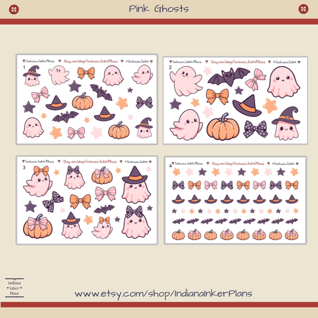 Pink Ghosts Stickers, Halloween - Etsy