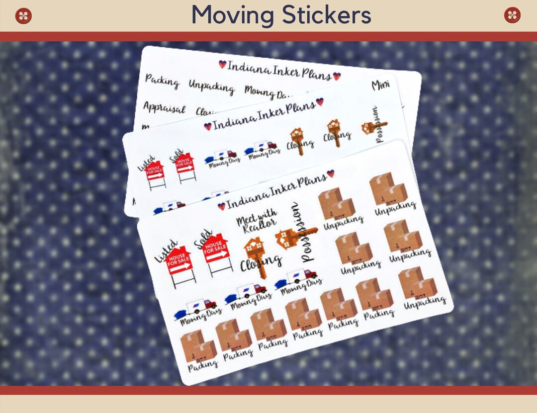 Moving Planner Stickers, Black Script, Real Estate, Moving Box - Etsy