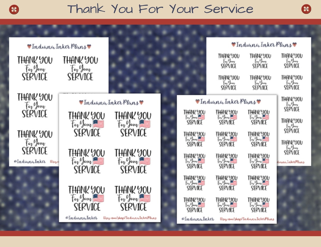 Thank You for Your Service Stickers, Envelope Seals - Etsy