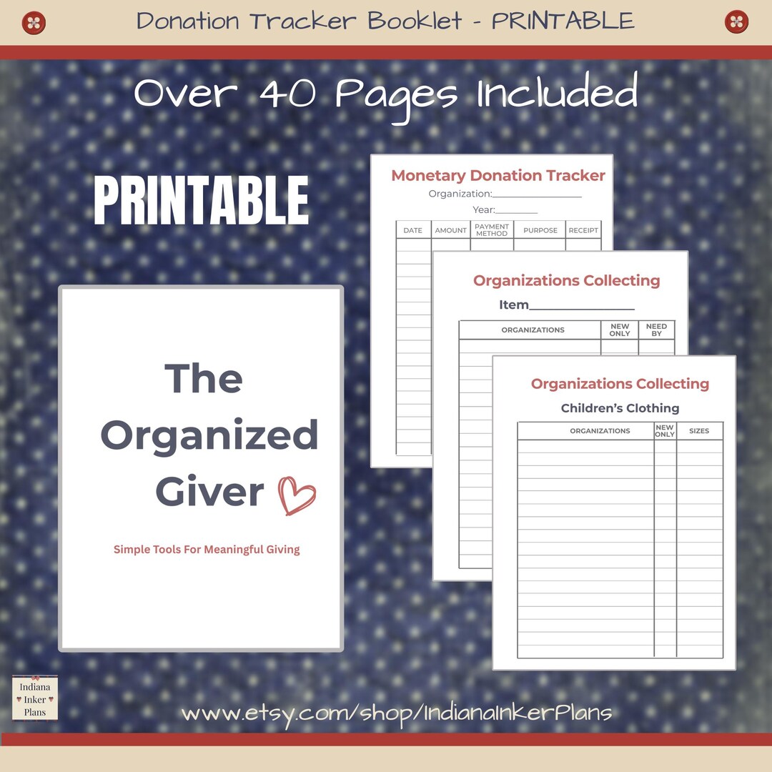 The Organized Giver, 42 Page Printable Donation and Giving Tracker ...