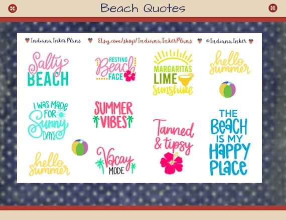 Beach Quotes Stickers Vacation Planner Stickers - Etsy