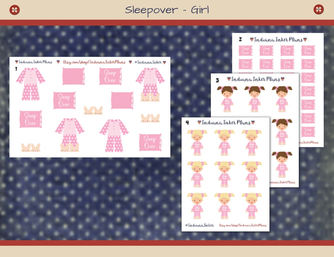Girlsleepover Stickers, Planner Stickers, Scrapbooking, Slumber Party ...