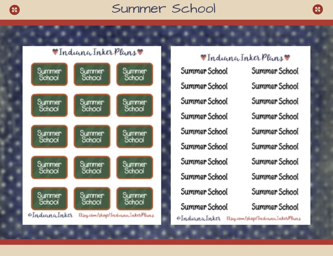 Summer School Stickers, Black Script, Planner Stickers, Decorative ...