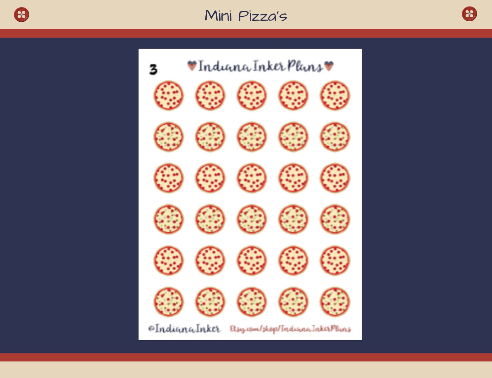 Pizza Party Stickers Mini Pizza's Pepperoni Supreme - Etsy