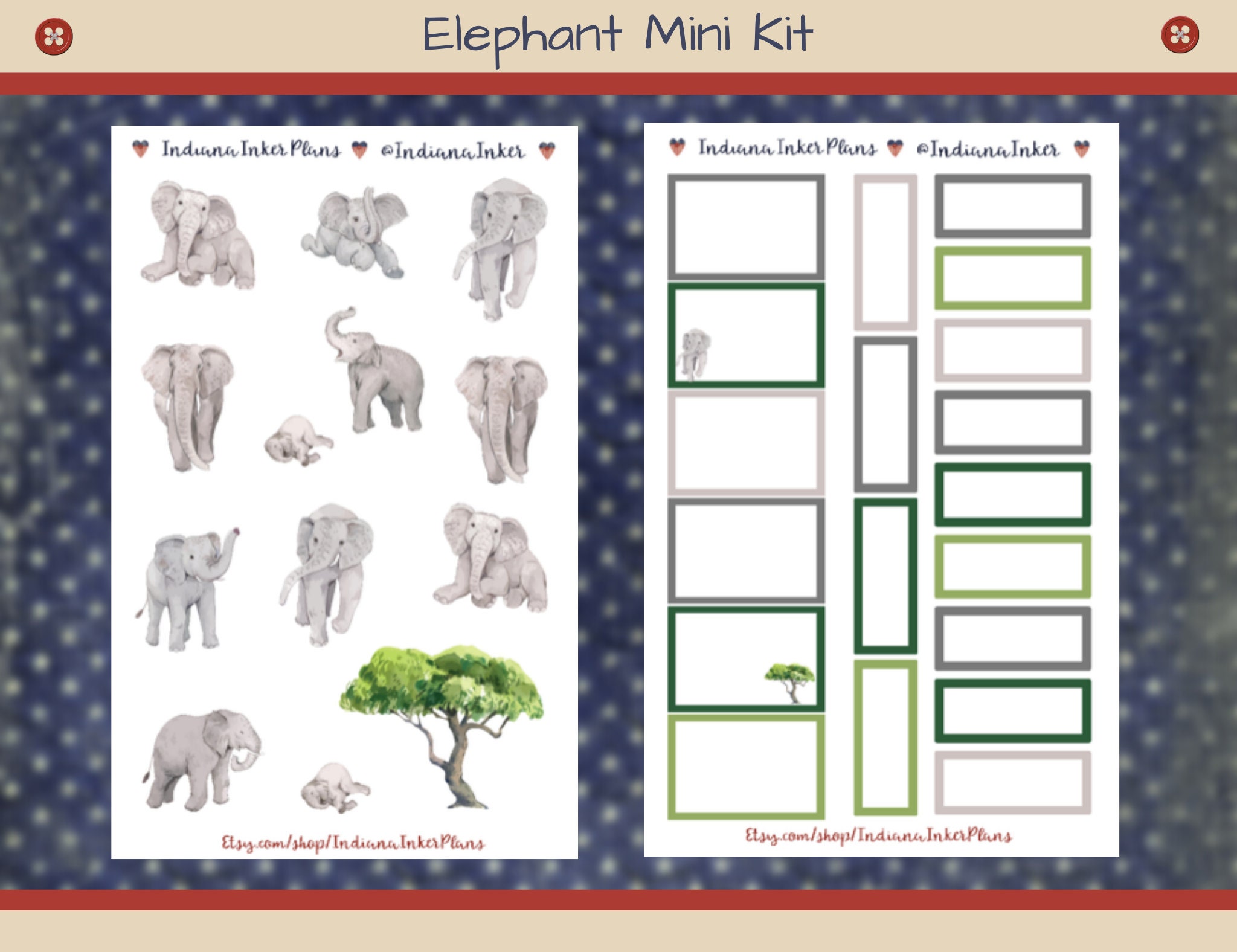 Elephant Stickers Planner Mini Kit Deco Colorful Boxes - Etsy