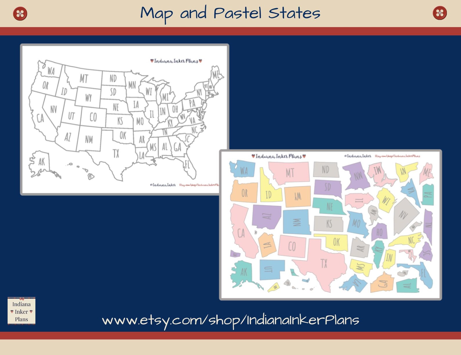 Large Map of the United States Sticker, Planner Stickers, Scrapbooking ...