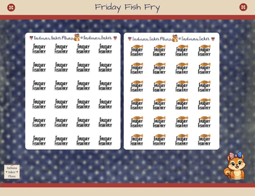 Friday Fish Fry Stickers, Black Script, Decorative Planning - Etsy