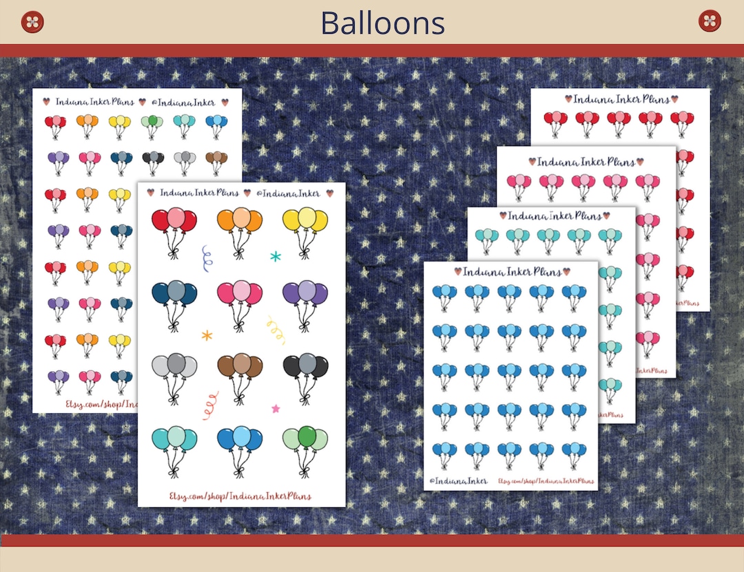 Balloon Stickers, Planner Stickers, Birthday, Celebrate, Party ...