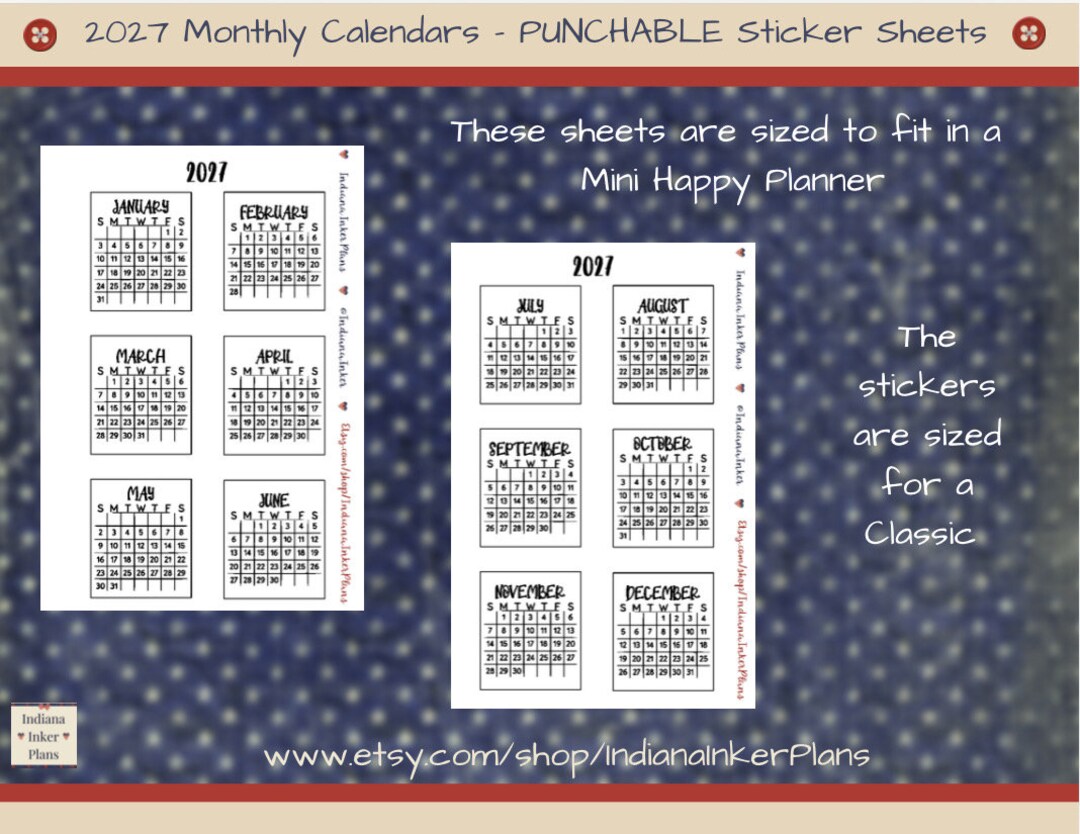 2027 Monthly Calendar Planner Stickers, Black, Notebook, Journal ...