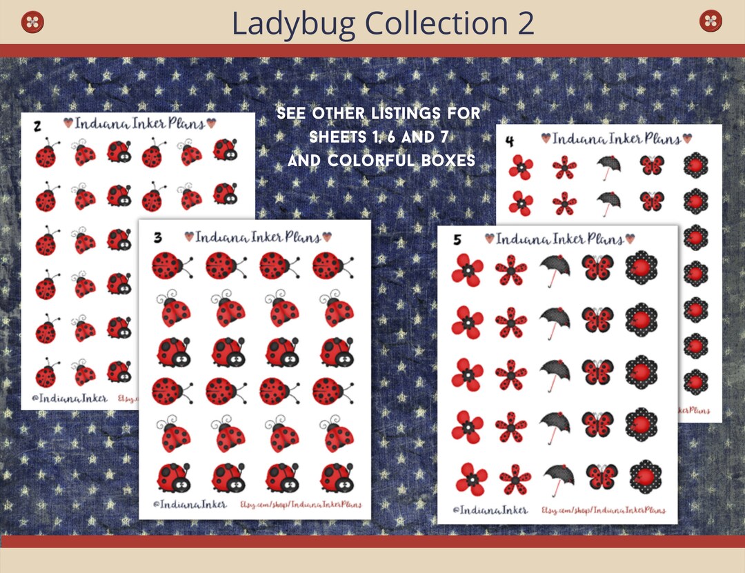 Ladybug Collection Stickers, Planner Sticker Sheets, Decorative ...