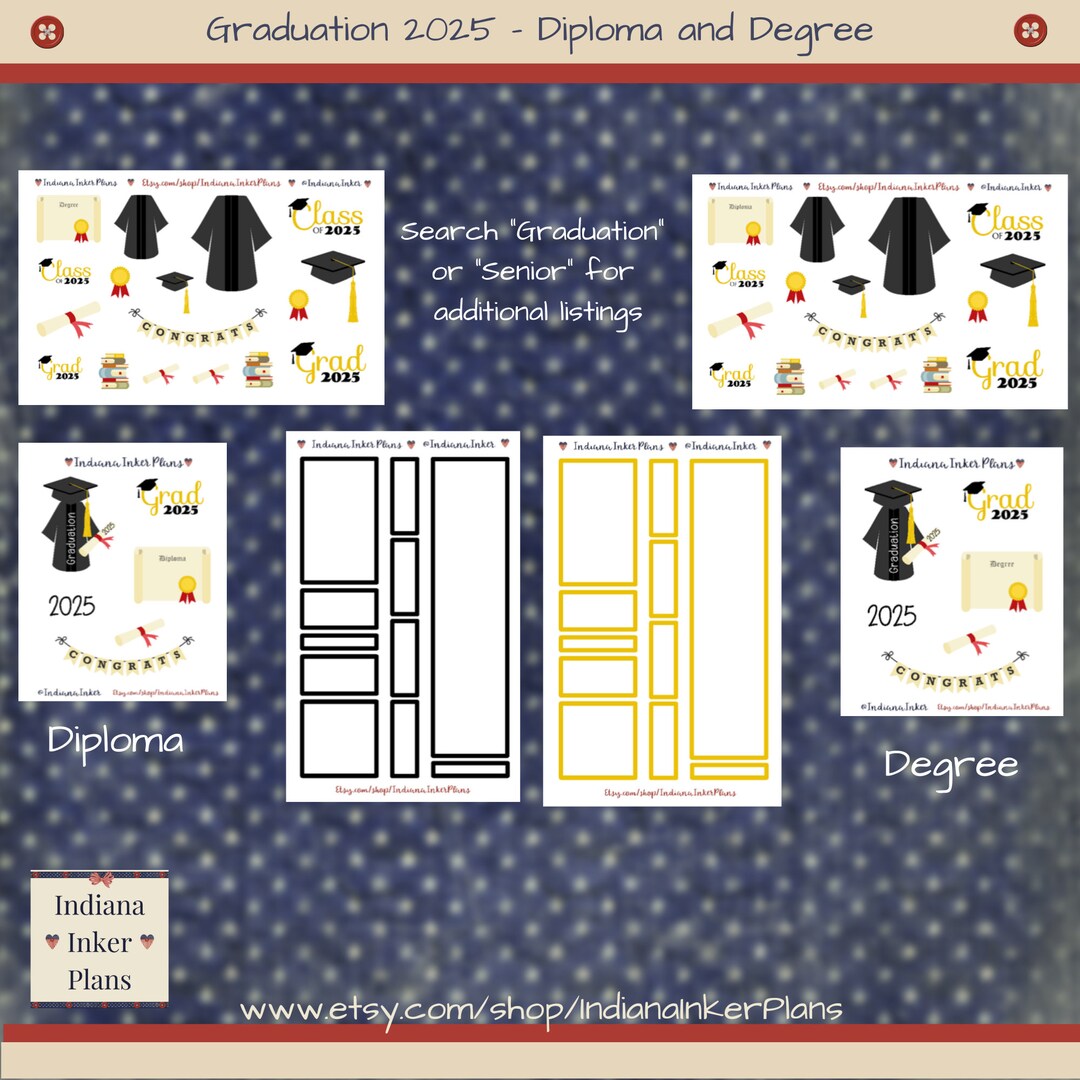 2025 Graduation Diploma and Degree Planner Stickers, Class of 2025 ...
