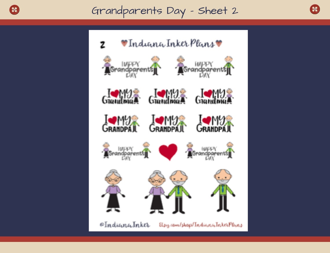 Grandparents Day Stickers, Stick People, Planner Stickers, Scrapbooking ...