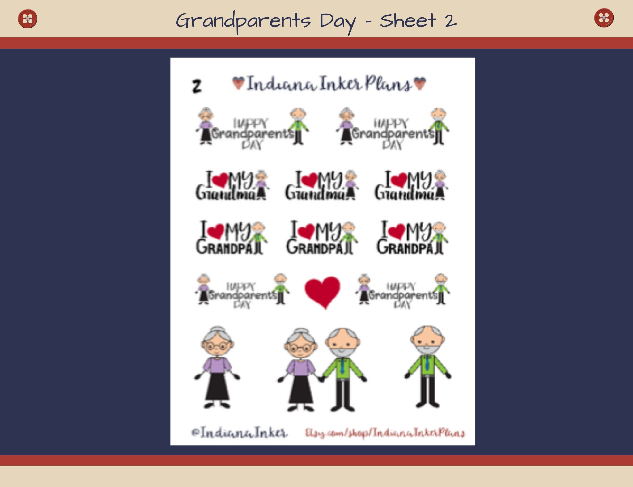 Grandparents Day Stickers Stick People Planner Stickers - Etsy