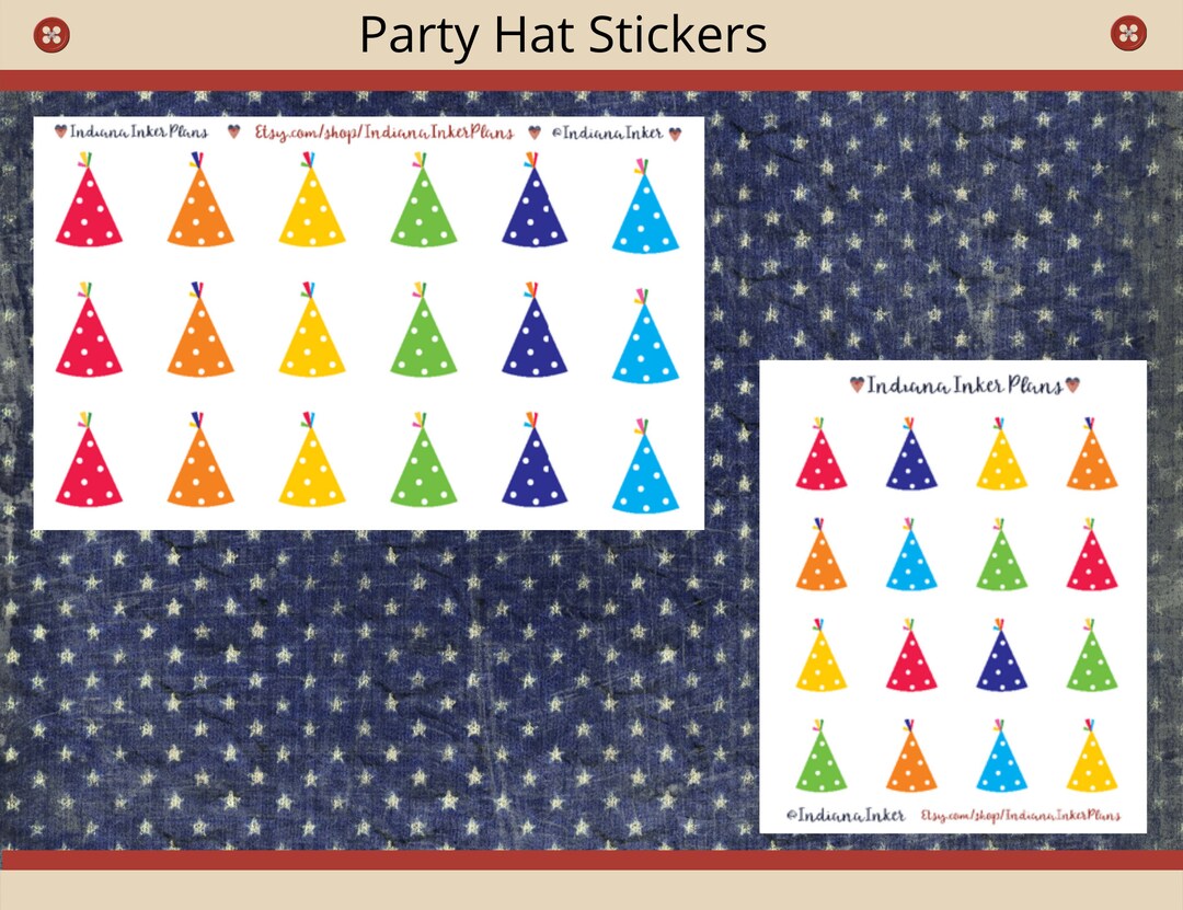 Party Hat Stickers, Bright Colors, Birthday, Party, Planner Stickers - Etsy