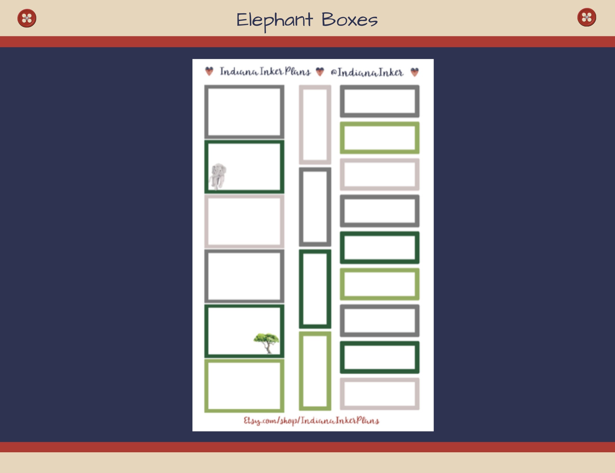 Elephant Stickers Planner Mini Kit Deco Colorful Boxes - Etsy