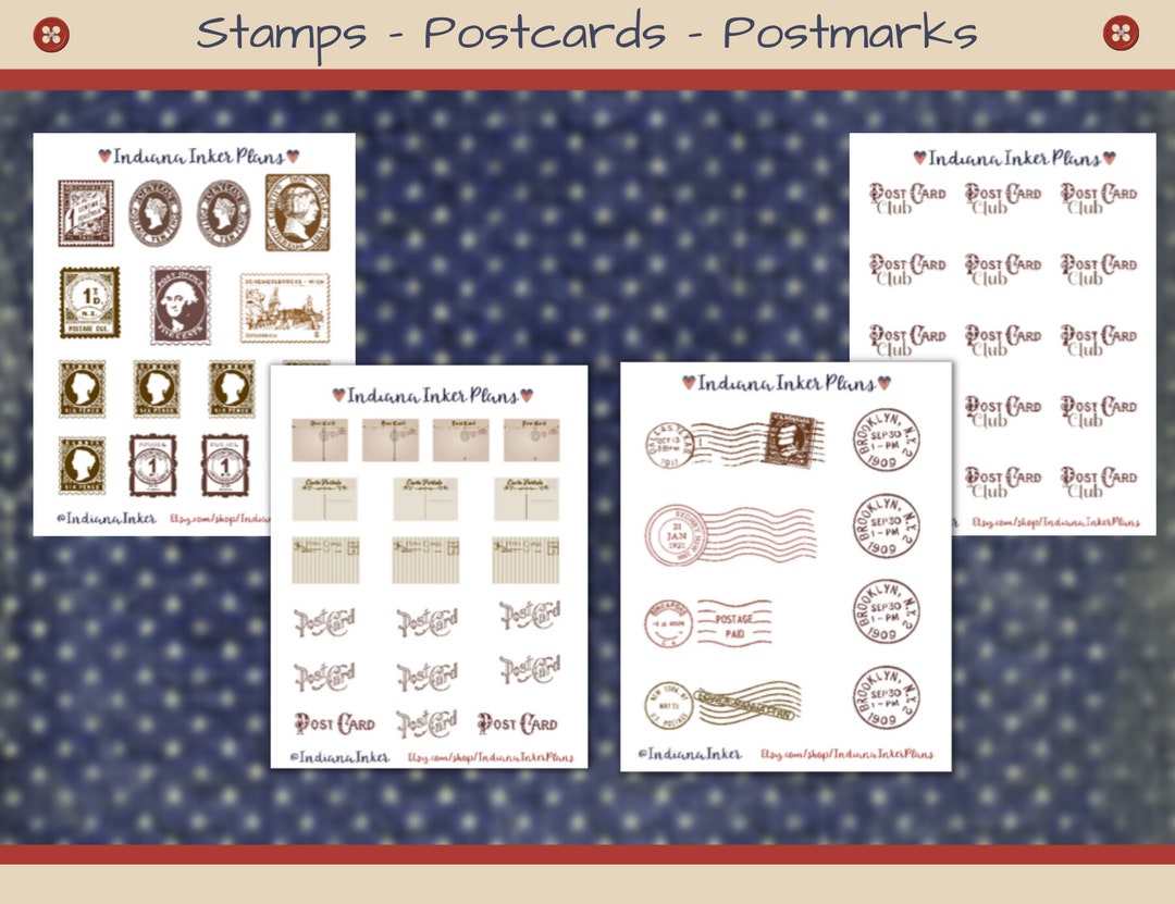 Vintage Stamp Stickers, Postmarks, Postcards, Postcard Club, Planner ...