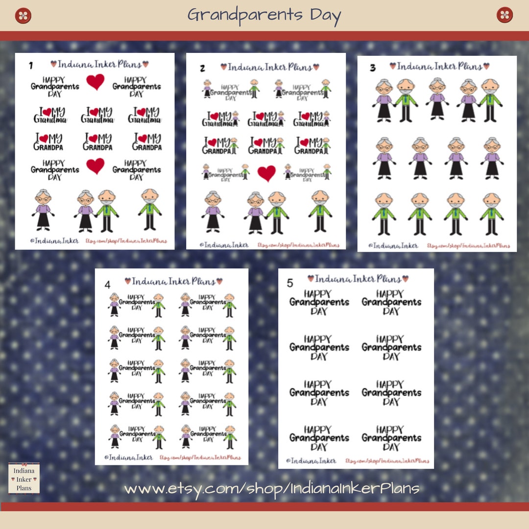 Grandparents Day Stickers, Stick People, Planner Stickers, Scrapbooking ...