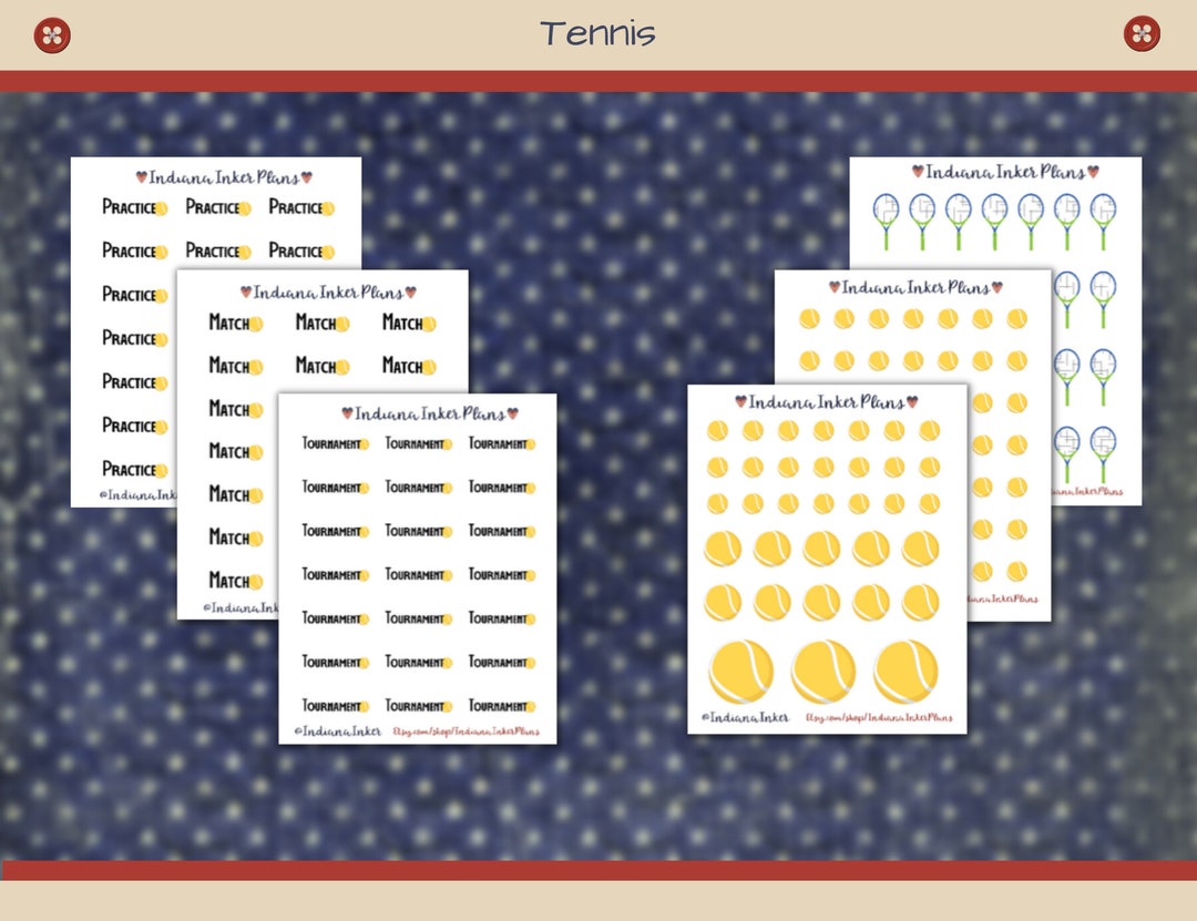 Tennis Planner Stickers, Tennis Balls, Tennis Rackets, Tennis ...