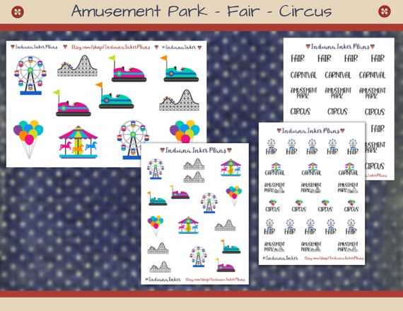 Amusement Park Stickers Circus Carnival Fair Planner - Etsy