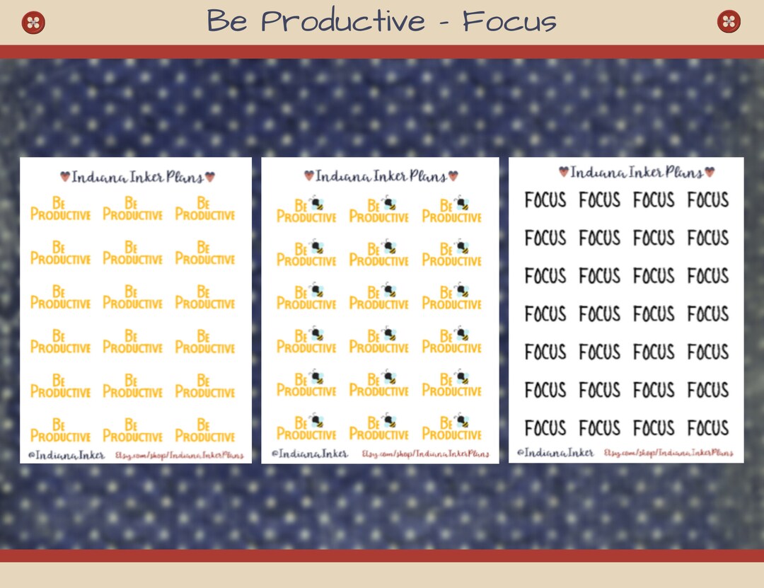 Be Productive Stickers, Focus, Script Stickers, Bee, Decorative ...