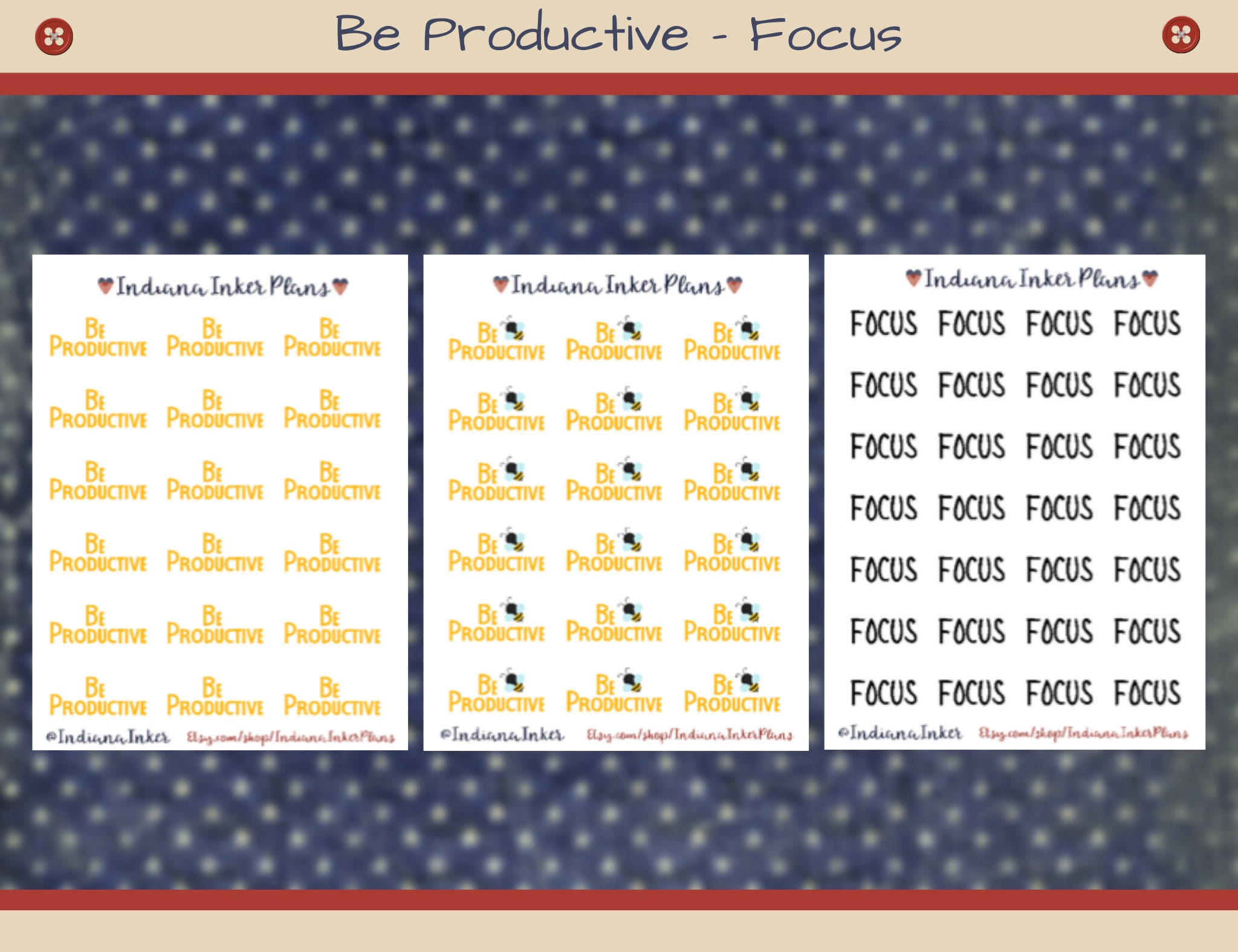 Be Productive Stickers Focus Script Stickers Bee - Etsy