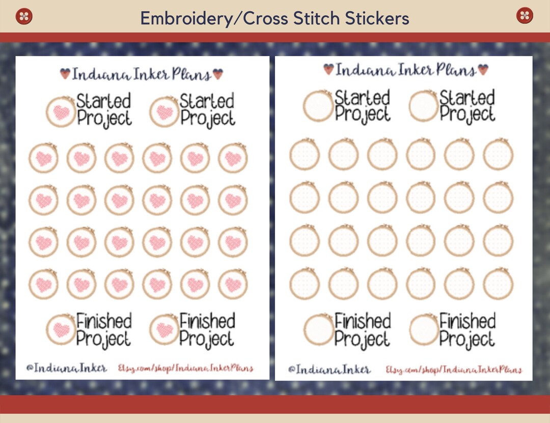Embroidery Hoop Planner Stickers, Cross Stitch Hoop Planner Stickers ...