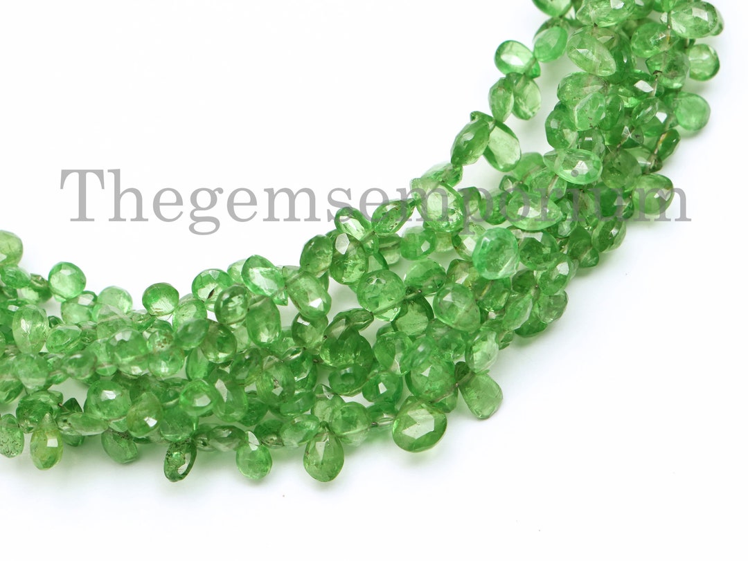 Natural Tsavorite Faceted Pear Shape Beads, Tsavorite Beads, Tsavorite ...