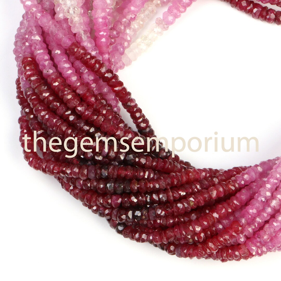 Ruby Shaded Faceted Rondelle Shape Beads,natural Ruby Faceted Beads ...
