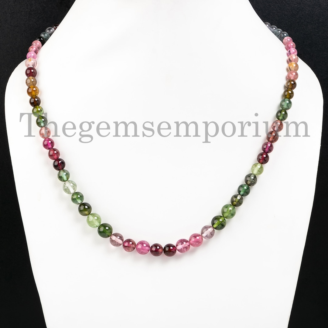 AAA Multi Tourmaline Necklace, 6-9mm Genuine Multi Tourmaline Necklace ...