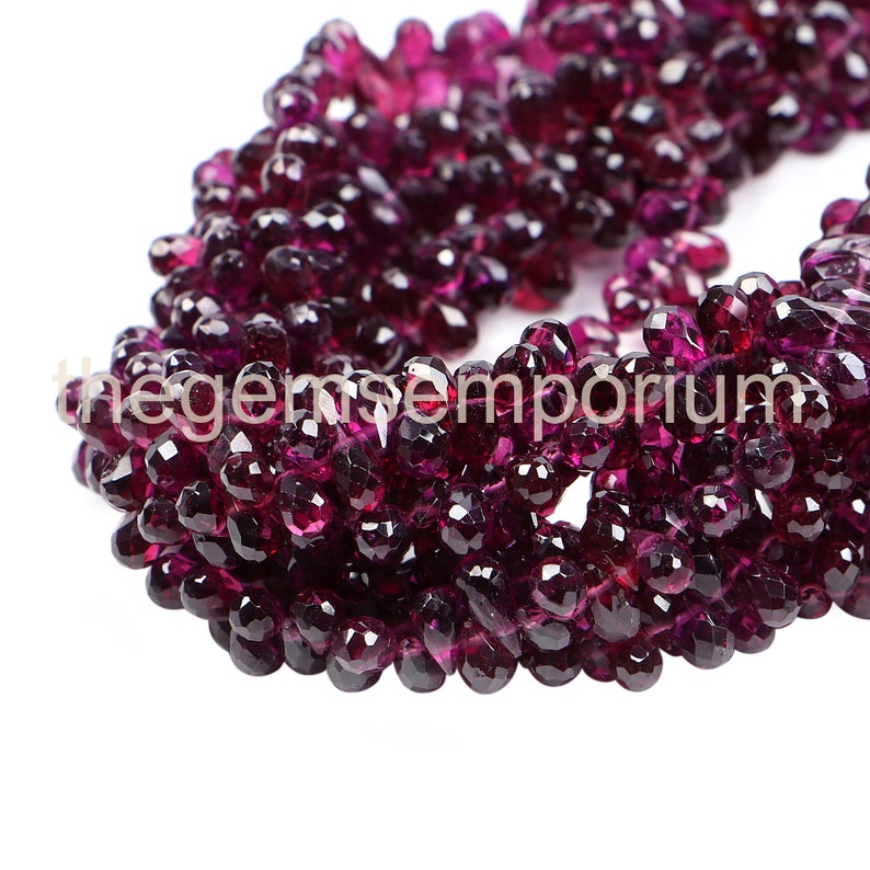 Rhodolite Garnet Tear Drop Briolette, Gemstone Beads, Garnet Beads, 3x3 ...
