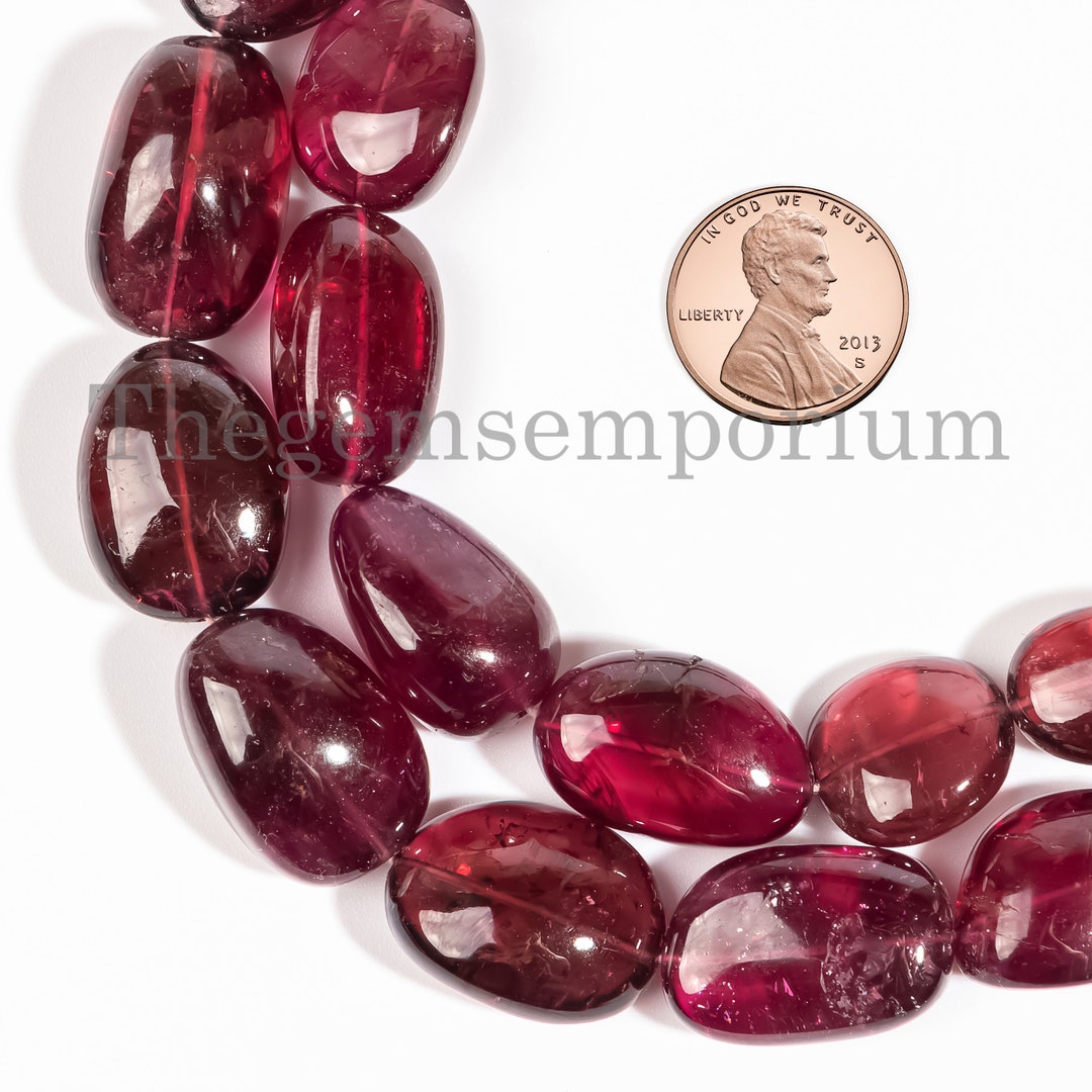 Natural Rubellite Necklace, Rubellite Nugget Necklace, 6x10-14x18mm ...