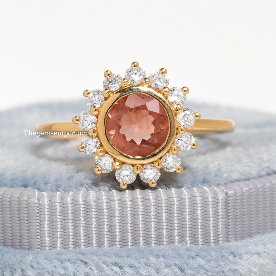 Oregon Sunstone Engagement Ring,14k Solid Yellow Gold,dainty Sunstone ...