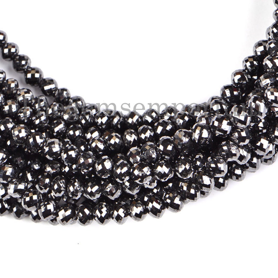 Rare! Black Diamond Rondelle Beads, AAA+ Quality Faceted Diamond Beads ...