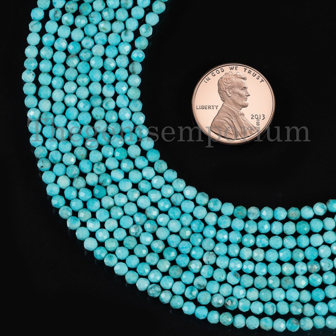 3mm Turquoise Faceted Round Beads, Turquoise Beads, Faceted Turquoise ...