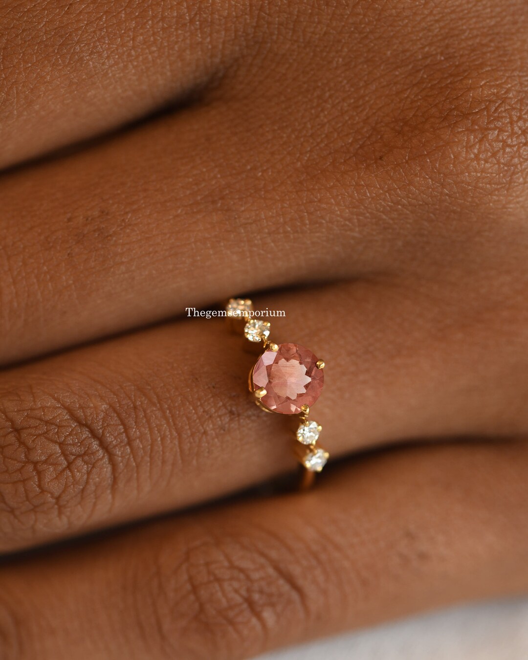 Oregon Sunstone Engagement Ring,sunstone &diamond Ring,dainty Wedding ...