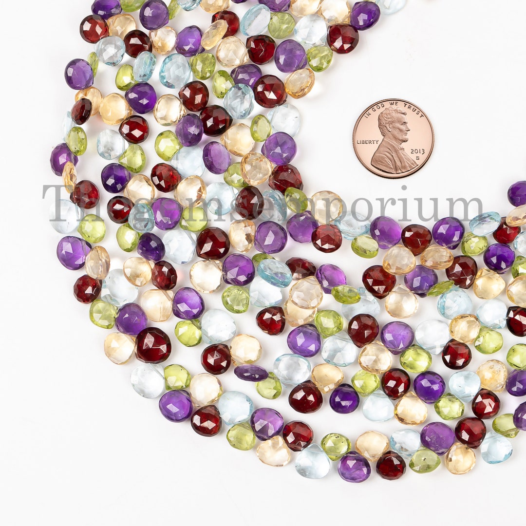 High Quality Multi Gemstone Heart Shape Faceted Beads, Multi Gemstone ...