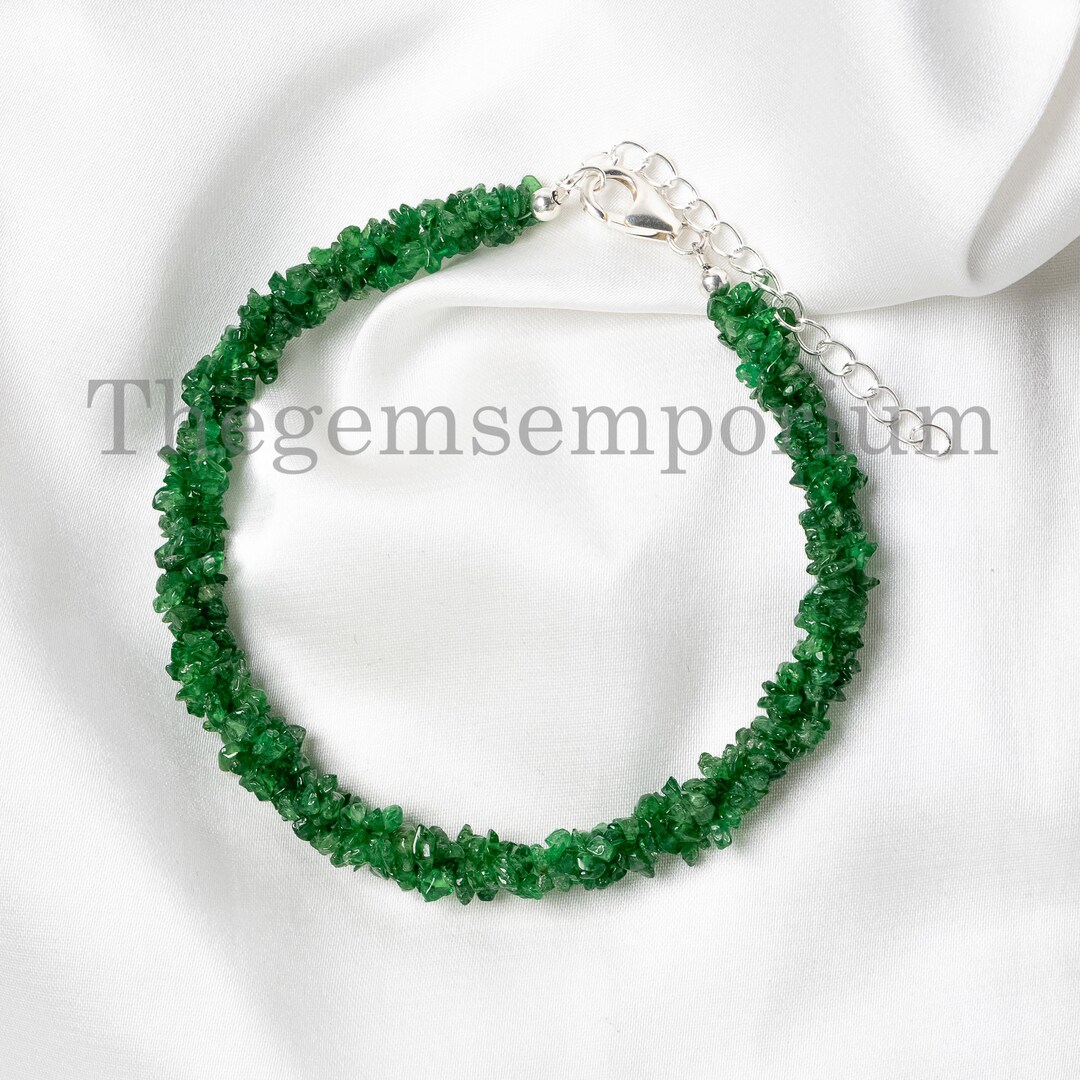Handmade Tsavorite Bracelet, Natural Green Gemstone Uncut Beads - Etsy