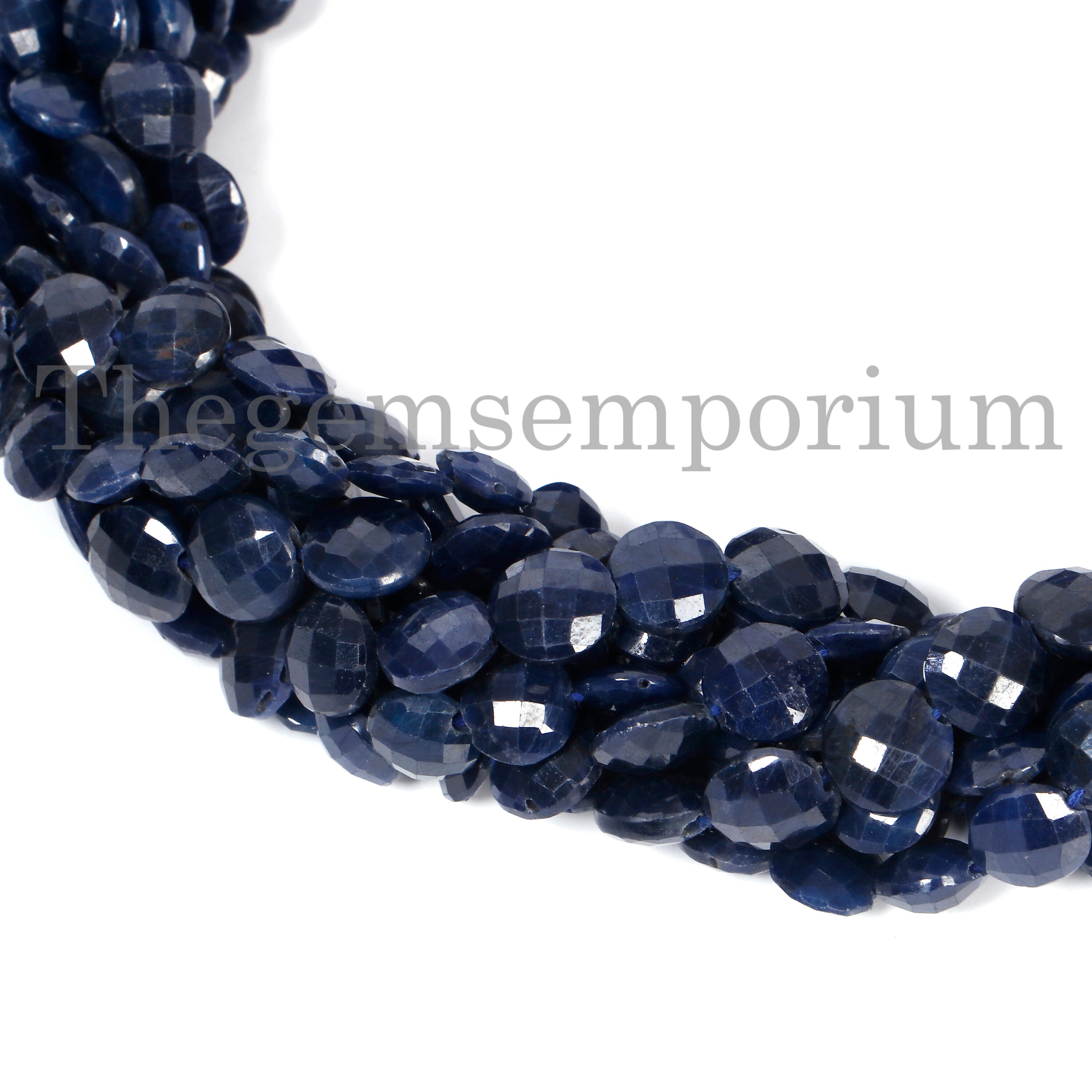 Blue Sapphire Faceted Coin Gemstone Beads Blue Sapphire Coin | Etsy