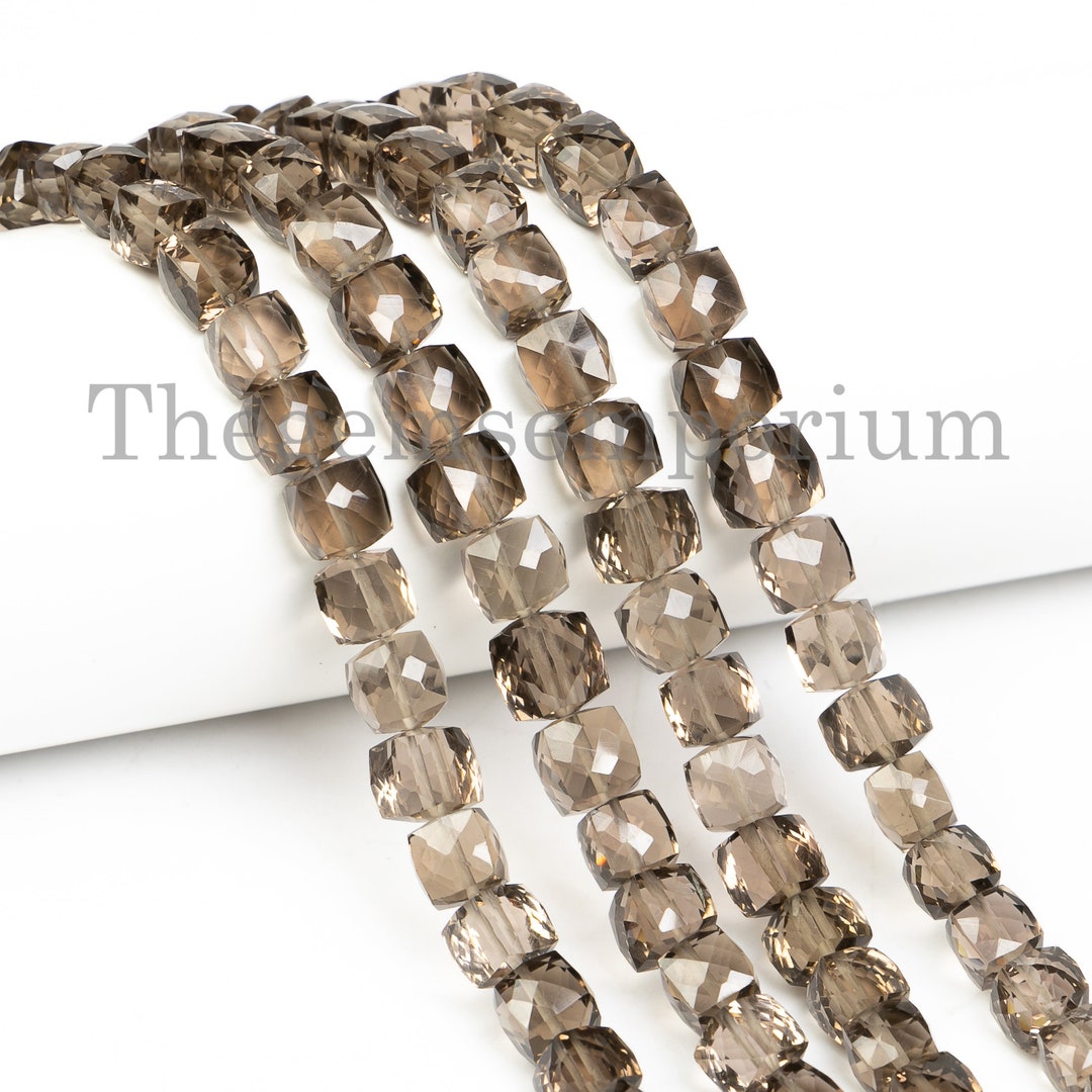 4-6 Mm Smoky Quartz Briolette Box, Smoky Quartz Faceted Beads, Cube ...