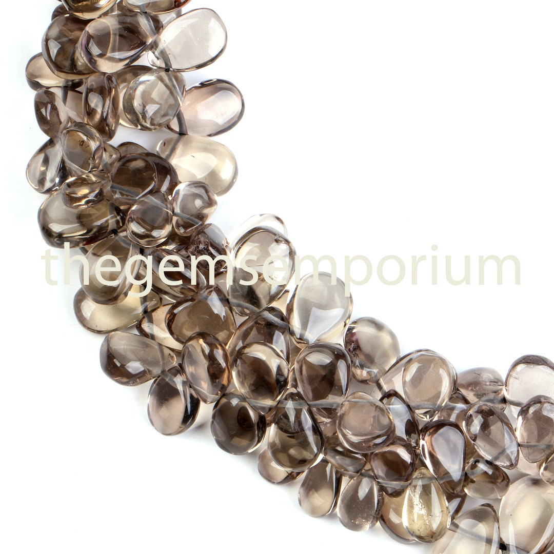 Smoky Plain Pears Shape Gemstone Beads, Natural Gemstone Beads, Smooth ...