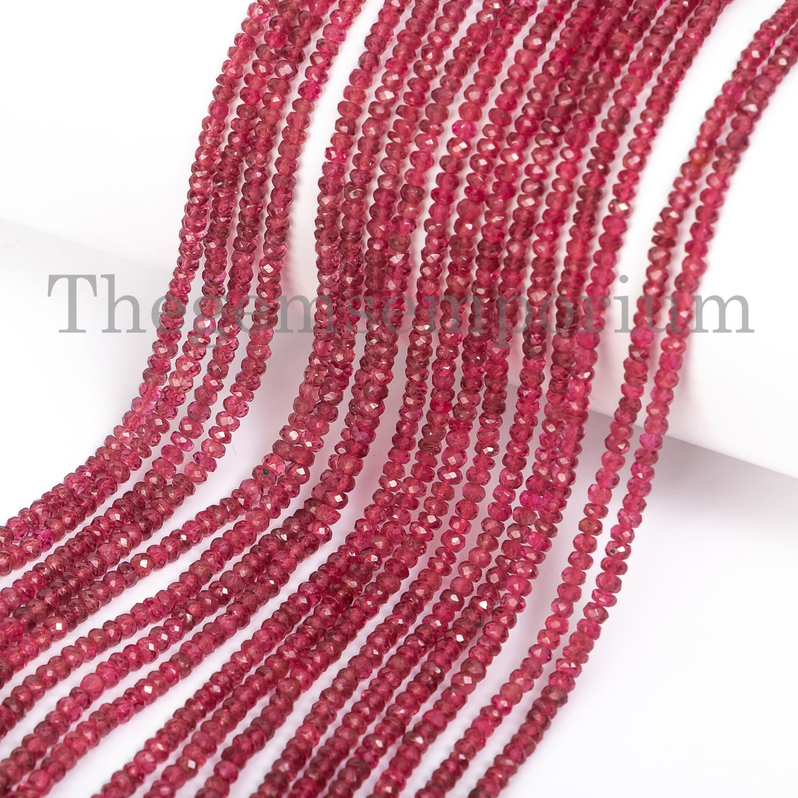 Exclusive Rare! Burma Spinel Rondelle Necklace, 2.5-5mm Red Spinel ...