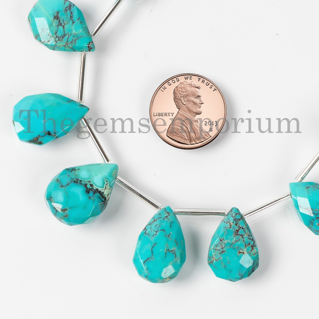 Arizona Turquoise Briolette Pears Beads, Turquoise Faceted Beads ...
