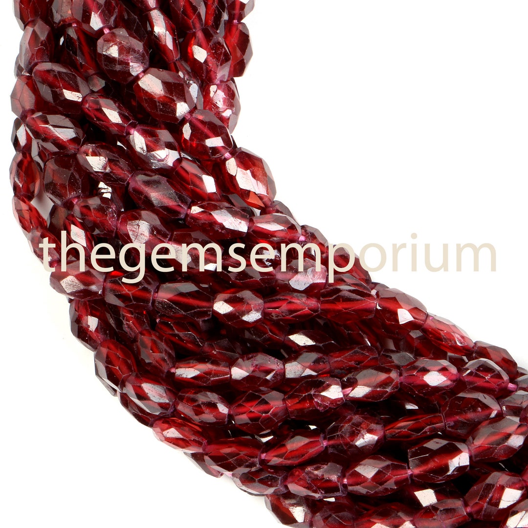 Garnet Faceted 4x6-5x7mm Oval Beads, Garnet Oval Shape Beads Straight ...