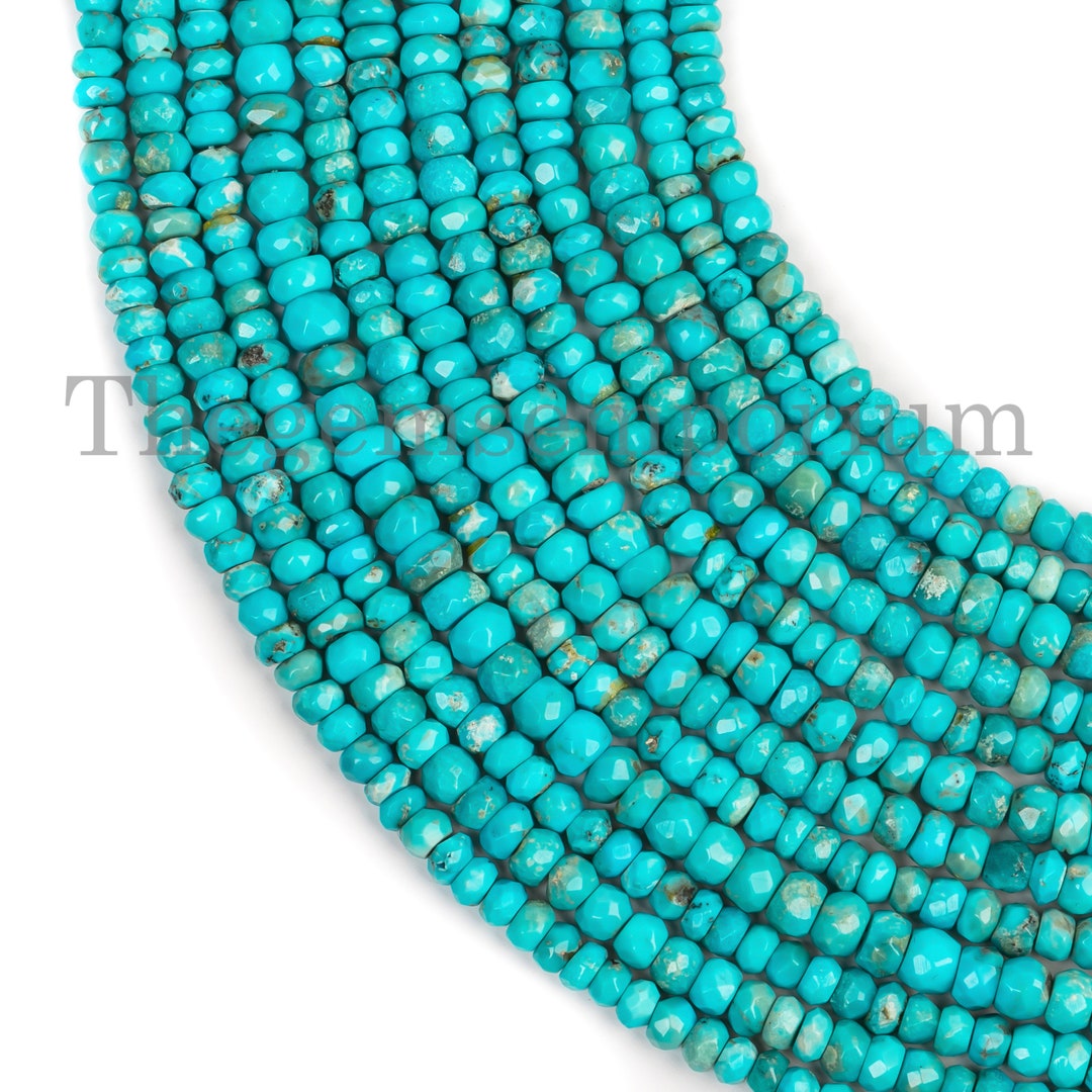 Natural Sleeping Beauty Turquoise Faceted Rondelle Beads, Turquoise ...
