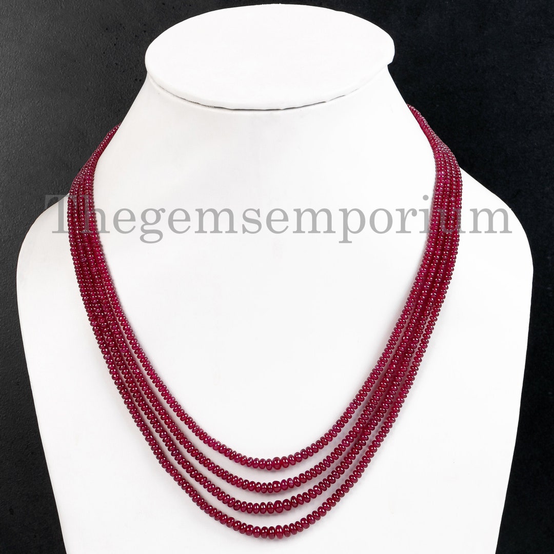 Dark Red Ruby Beaded Necklace, Layering July Birthstone - Etsy