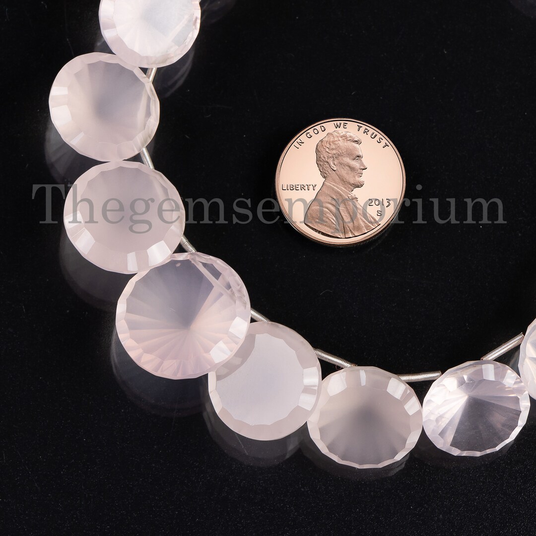 AAA Quality Rose Quartz Concave Cut Beads, Pink Quartz Round Concave ...